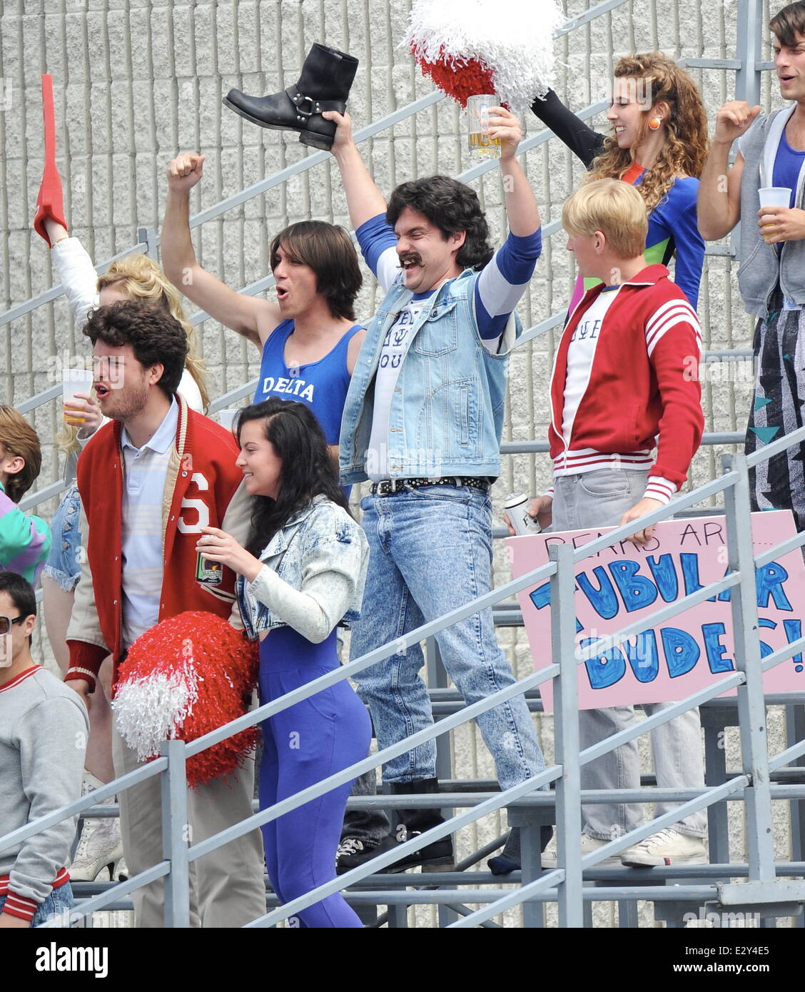 Actors on the set of 'Townies' filming on location in Los Angeles ...