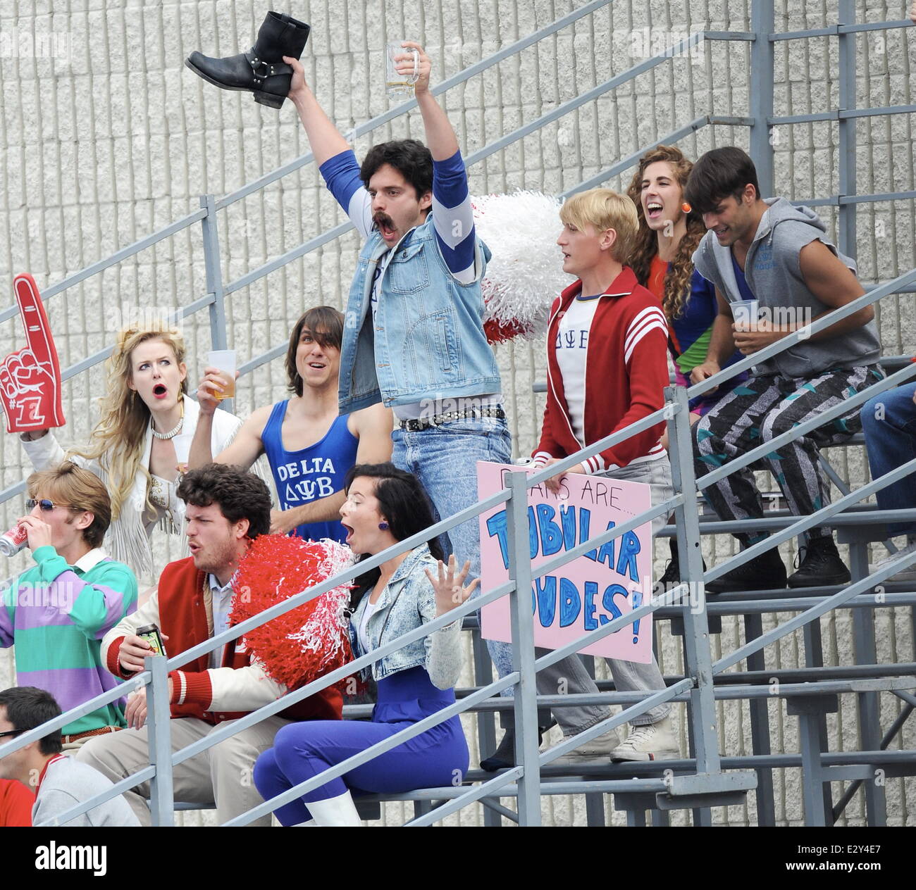 Actors on the set of 'Townies' filming on location in Los Angeles ...