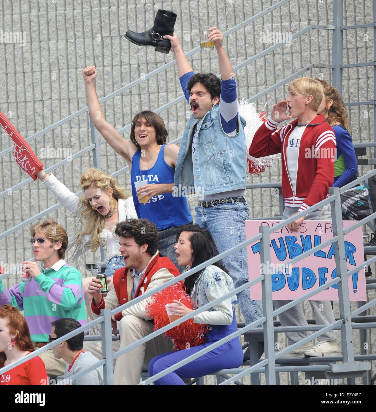 Actors on the set of 'Townies' filming on location in Los Angeles ...