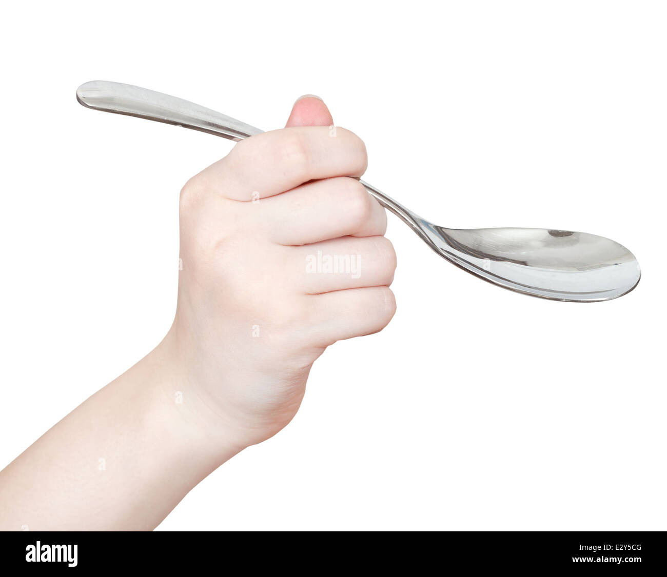 hand with soup spoon isolated on white background Stock Photo - Alamy
