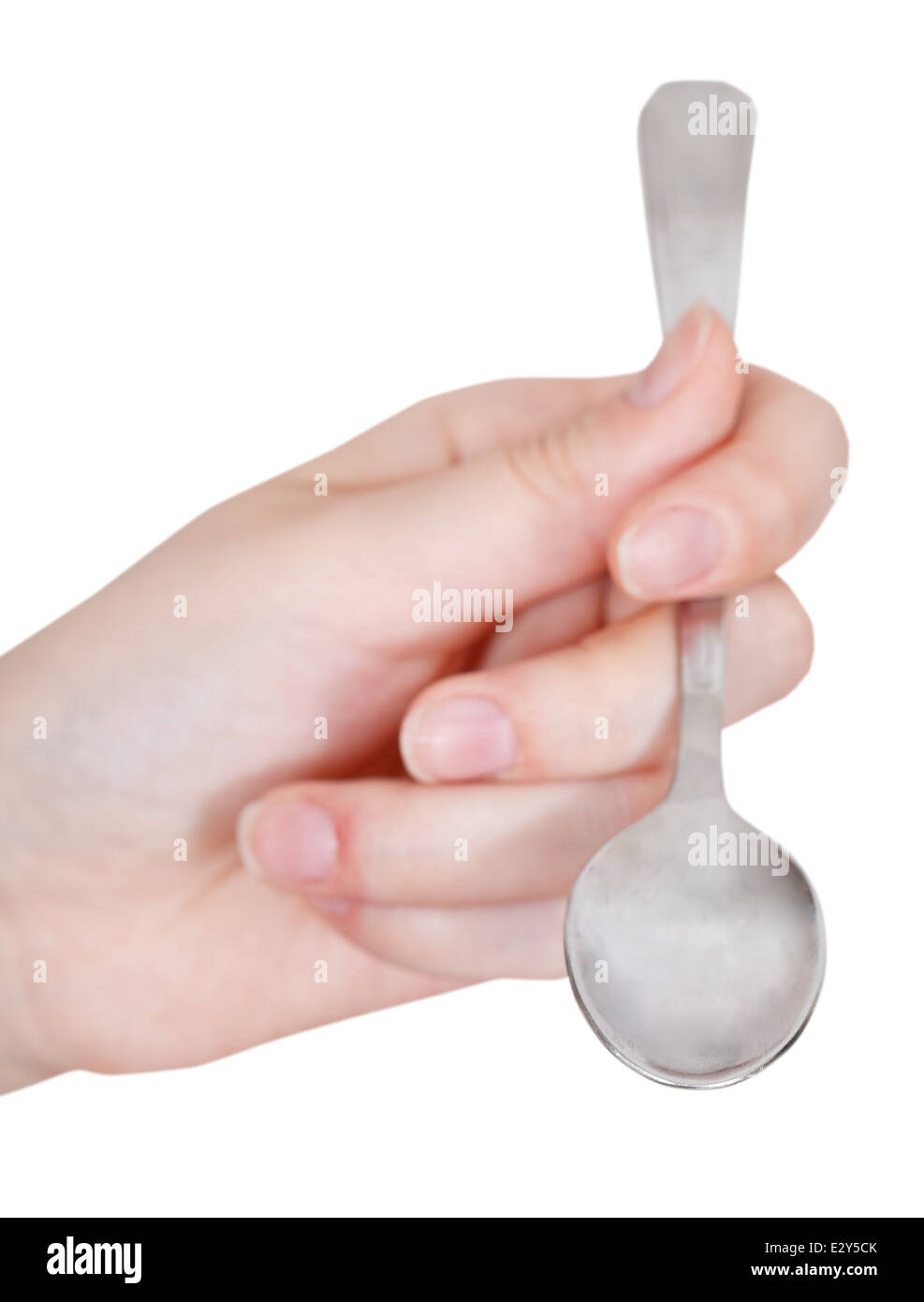 hand with teaspoon isolated on white background Stock Photo - Alamy