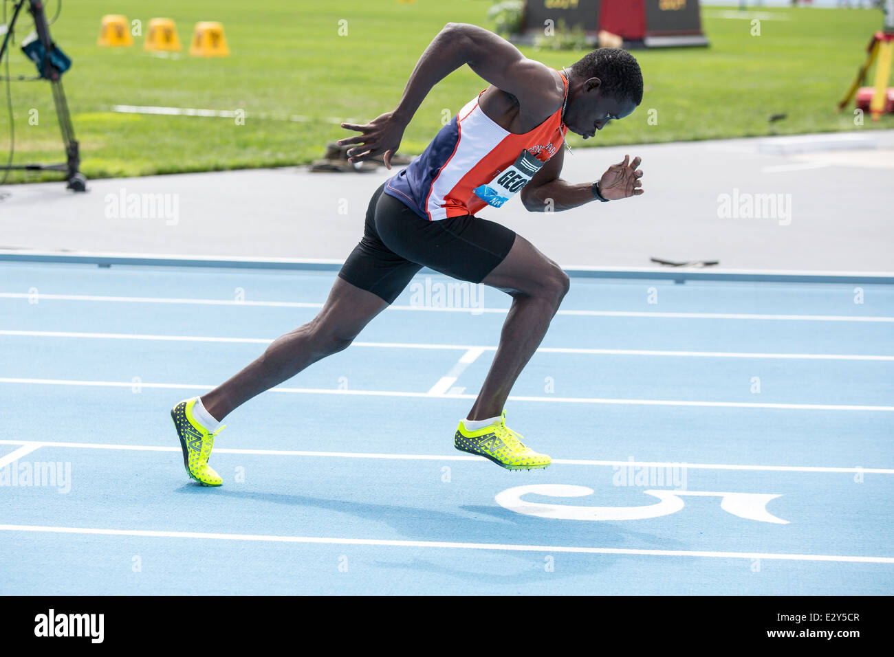 Winston George (GUY) competing in the 400m Men B Race at the 2014 ...