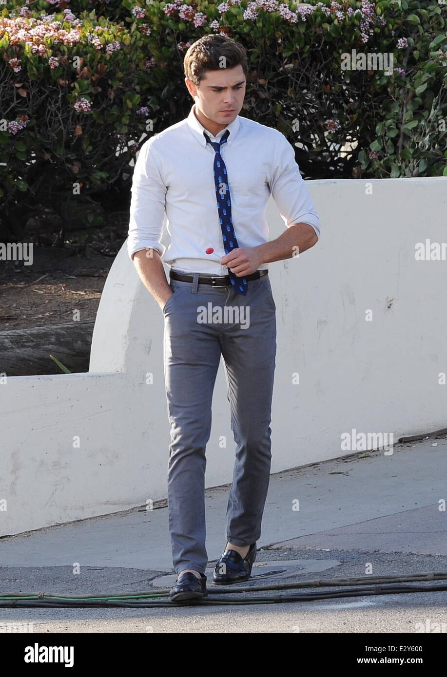 Actor Zac Efron sports skinny pants on the set of 'Townies' filming in ...