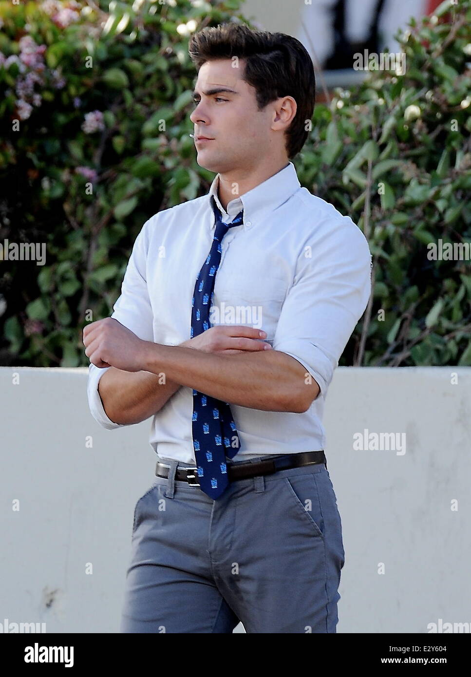 Actor Zac Efron sports skinny pants on the set of 'Townies' filming in ...