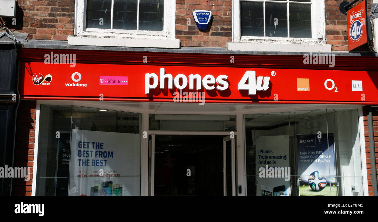 phones 4u logo Worcester Worcestershire England UK Stock Photo - Alamy