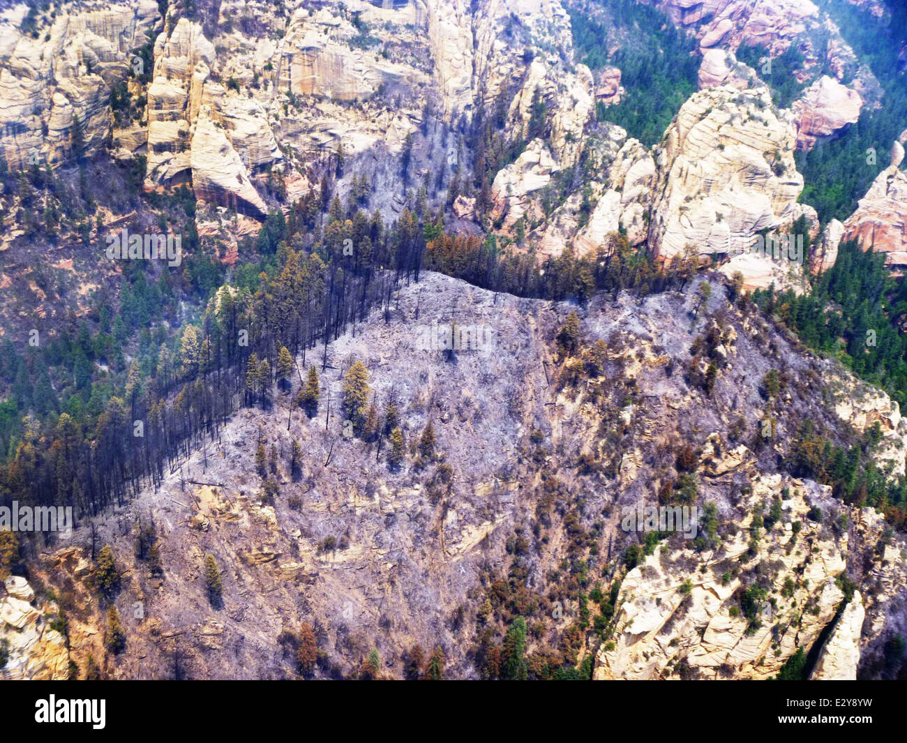 Aerial views of the Slide Fire, which took place in 2014 in the ...