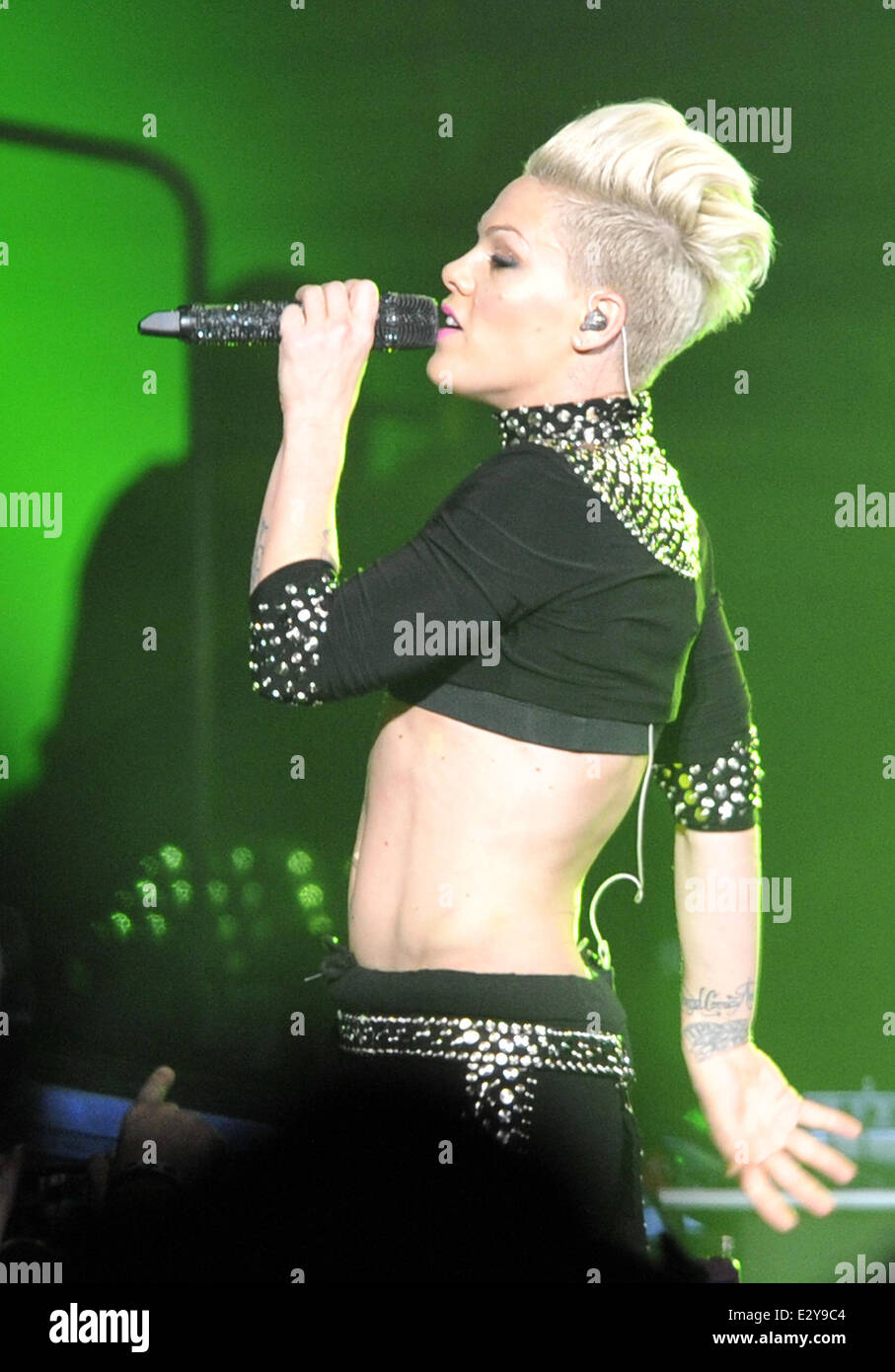 Pink performing live in concert at the Nassau Veterans Memorial ...