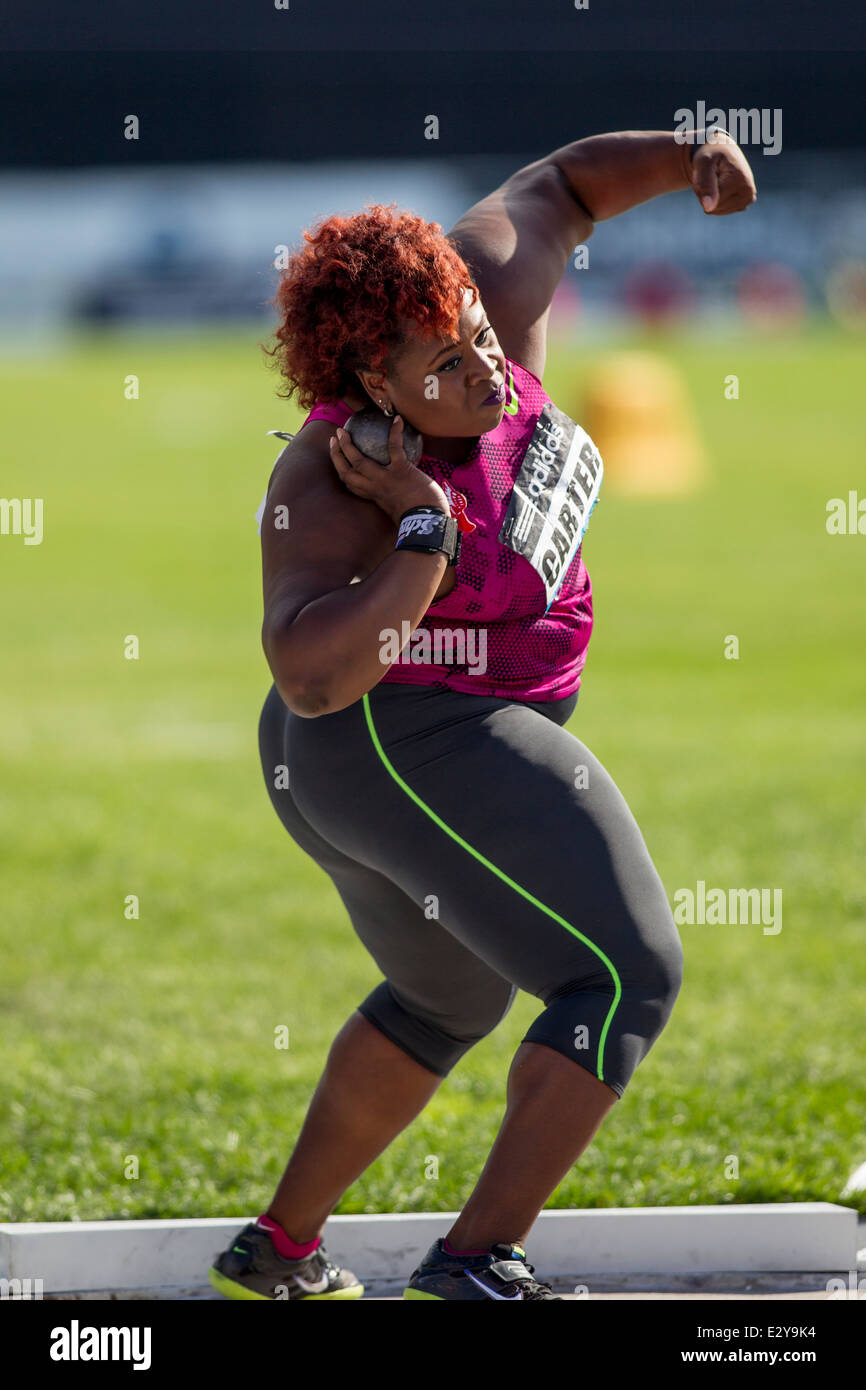 Michelle Carter (USA) competing in the Womens' Shot Put at the 2014 ...