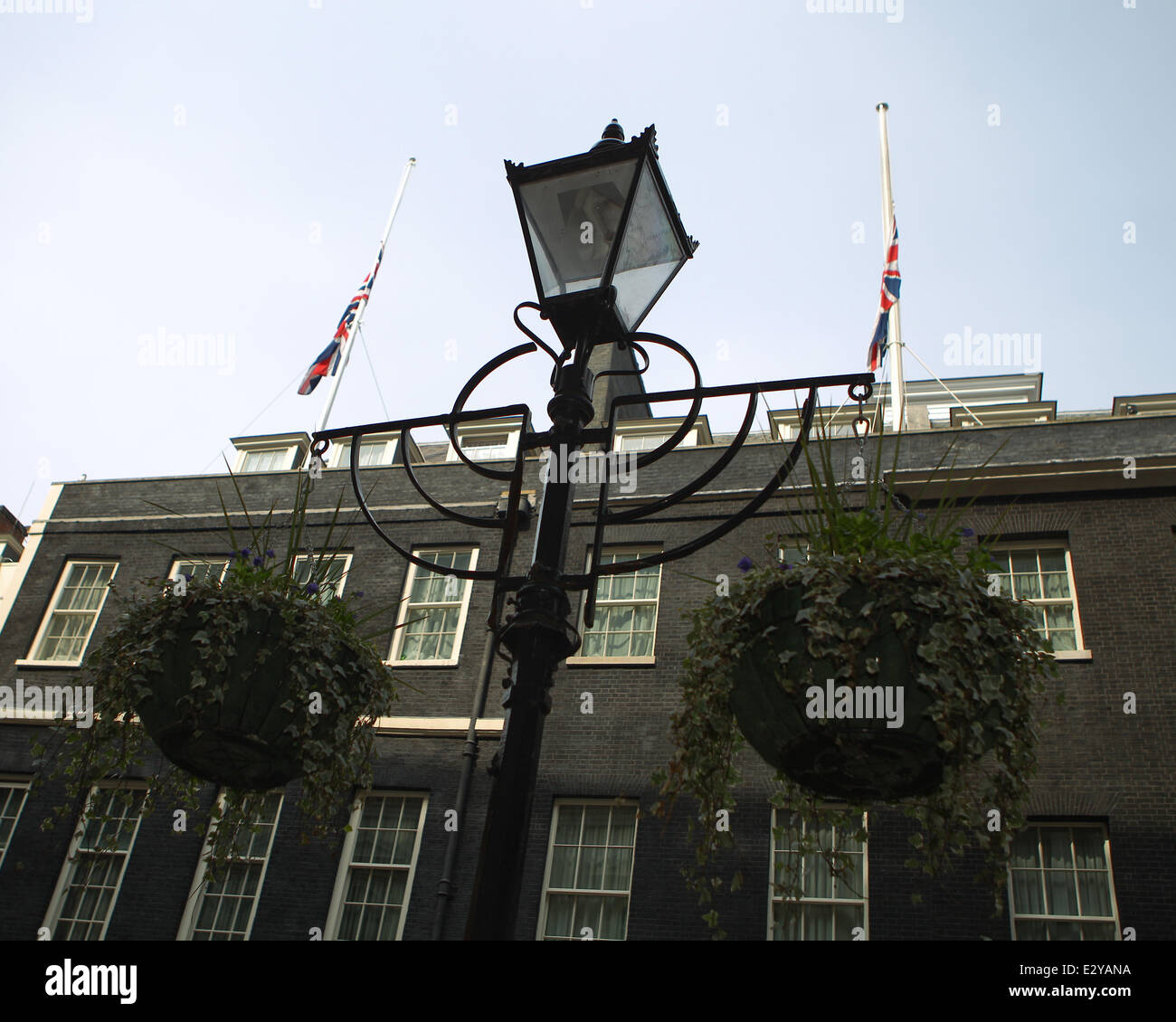 The Union Flag is lowered to half mast at number 10 Downing Street ...