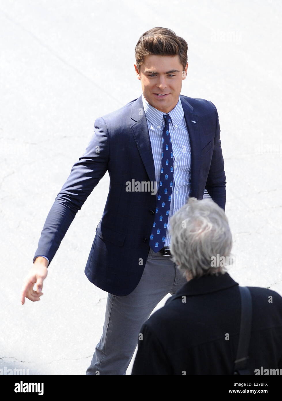 Actor Zac Efron is seen in a preppy look while on the set of "Townies ...