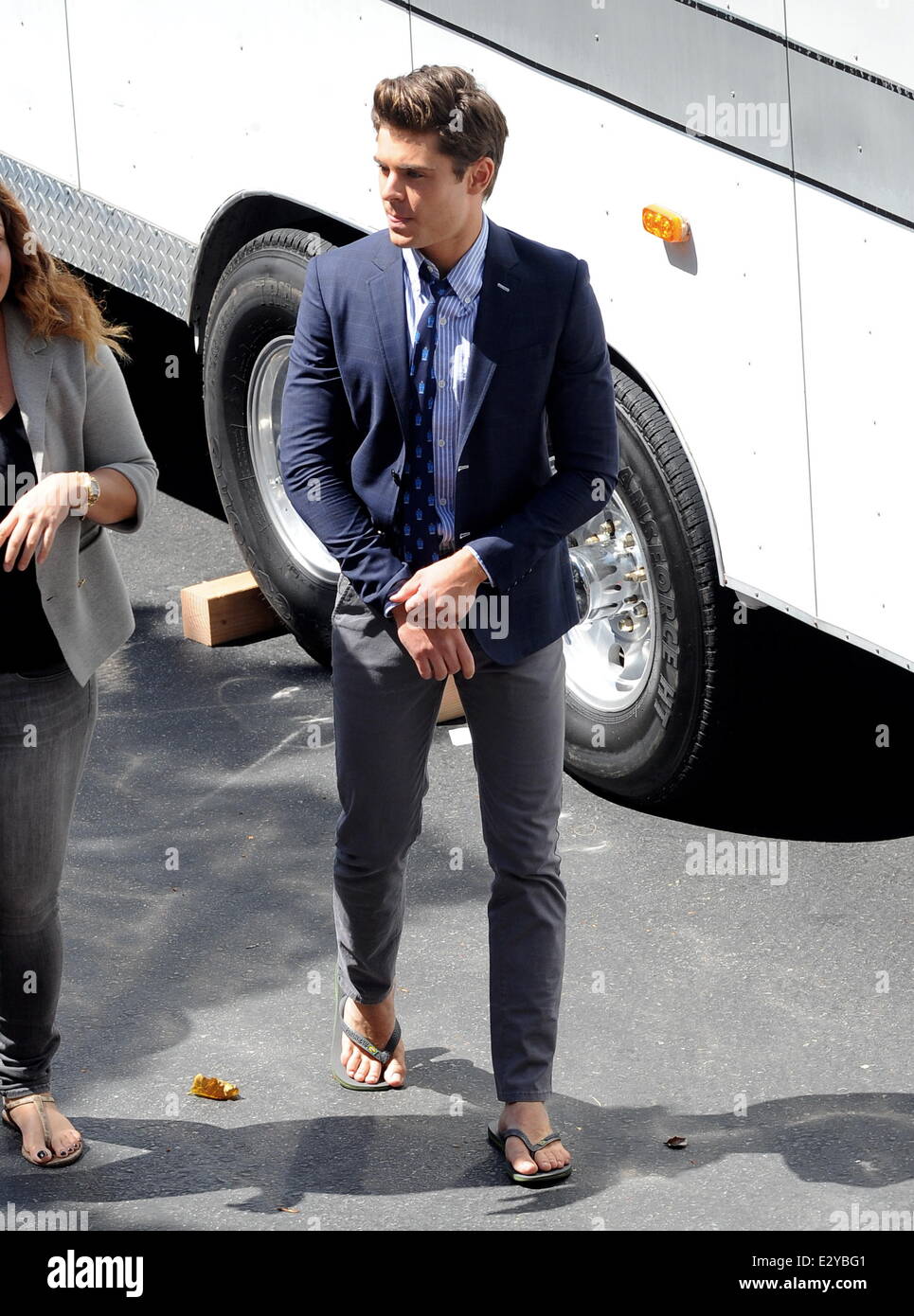 Actor Zac Efron is seen in a preppy look while on the set of "Townies ...