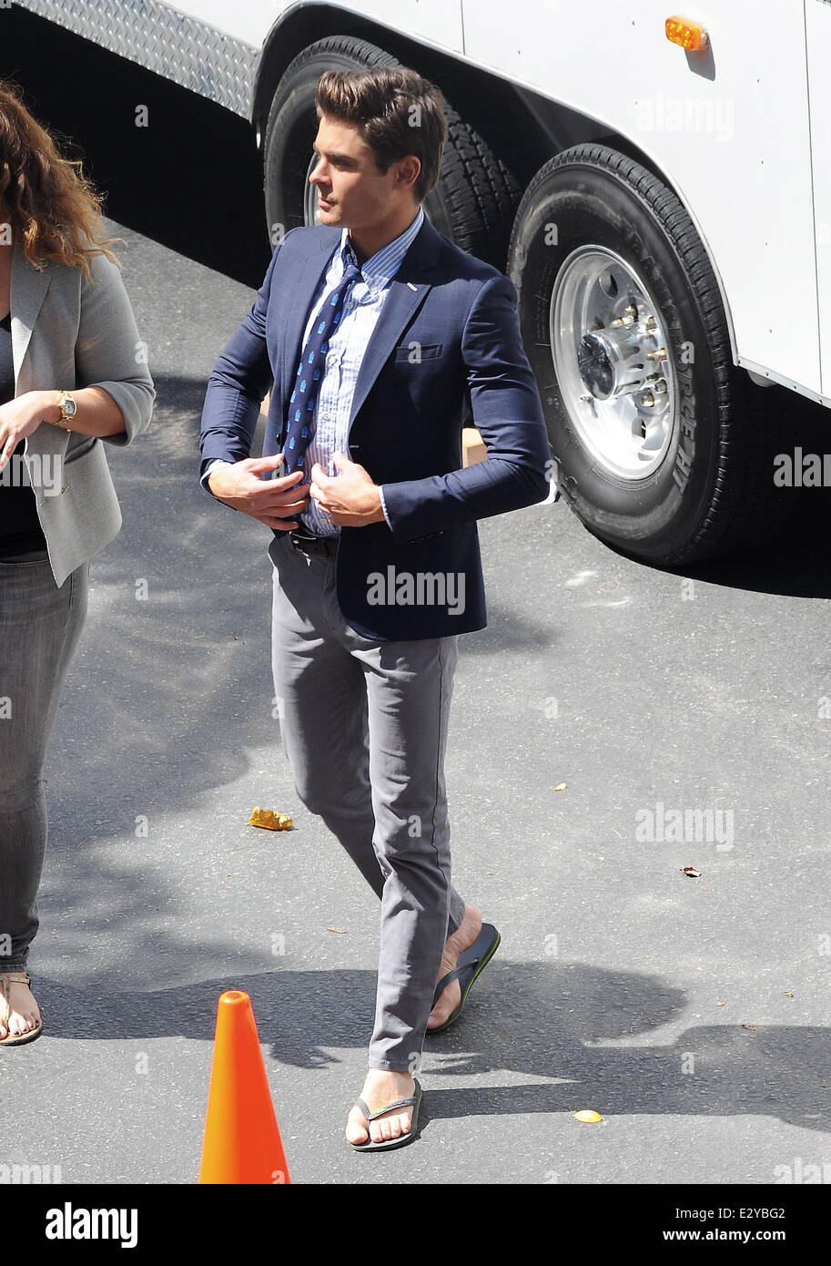 Actor Zac Efron is seen in a preppy look while on the set of "Townies ...