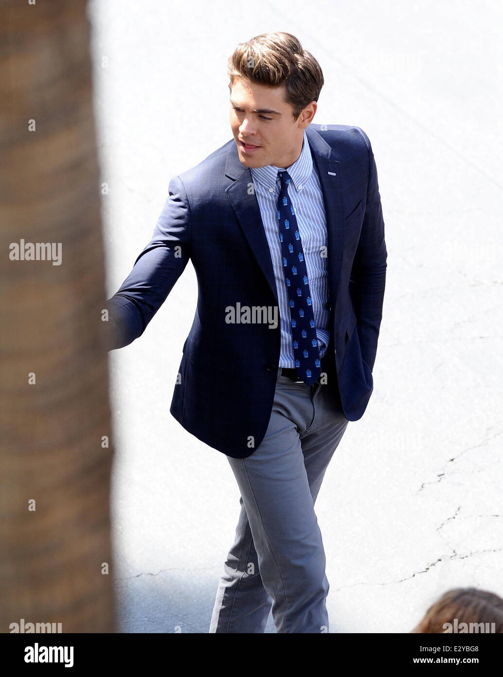 Actor Zac Efron is seen in a preppy look while on the set of "Townies ...