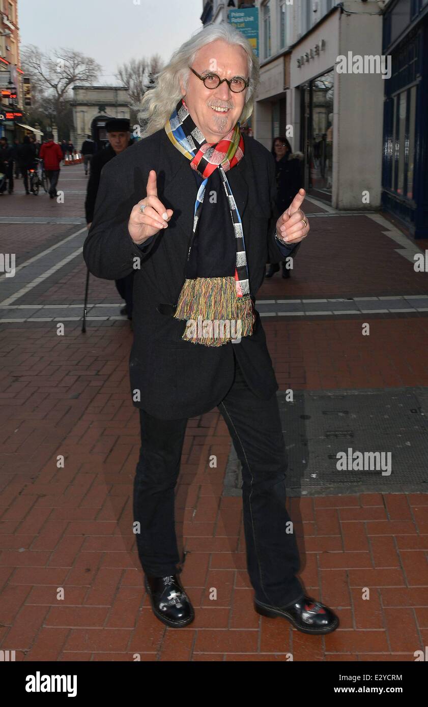 Comedian Billy Connolly arrives at the stage door of The Gaiety Theatre ...