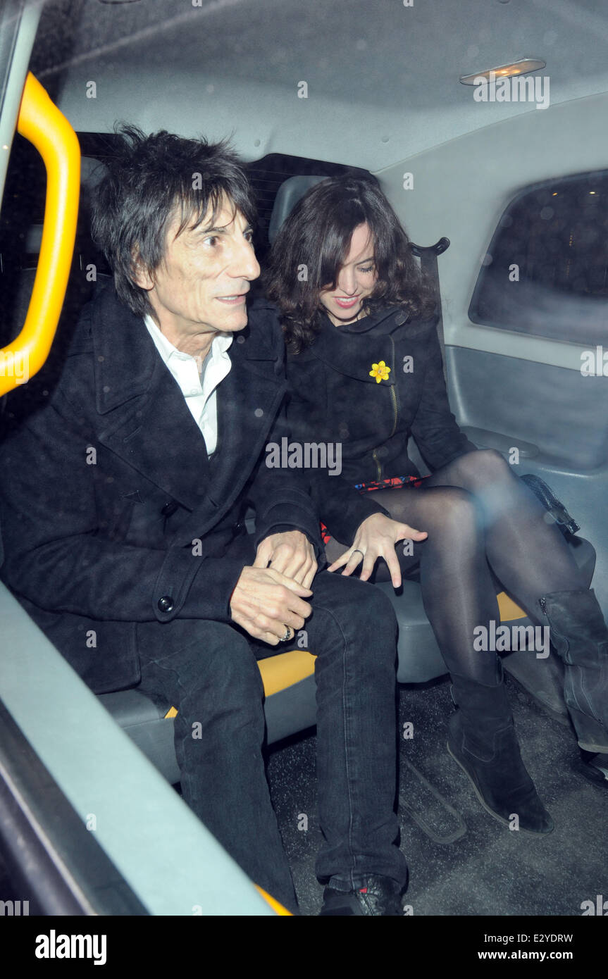 Ronnie Wood and wife Sally Humphreys leave Claridge's hotel Featuring ...
