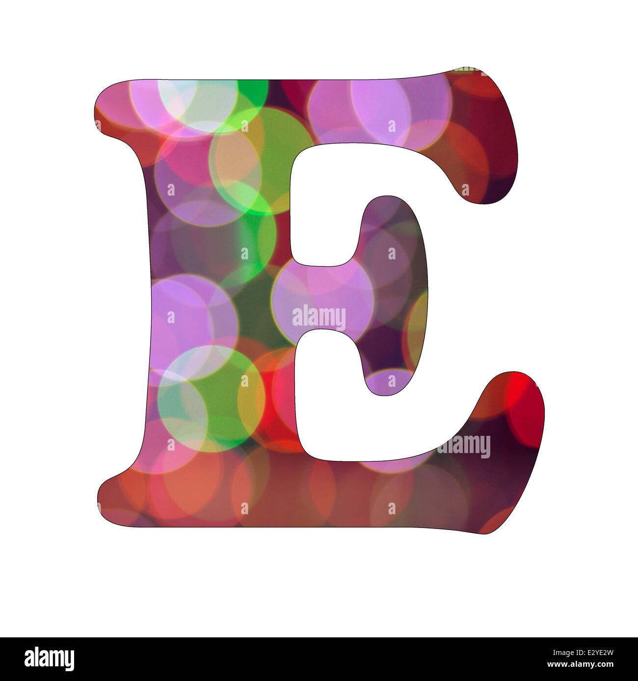 Capital Letter "E" of Bokeh Alphabet Stock Photo - Alamy