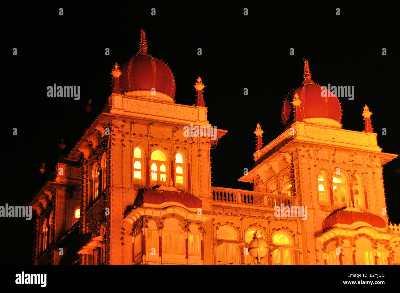 Mysore Palace in India illuminated at night Stock Photo - Alamy