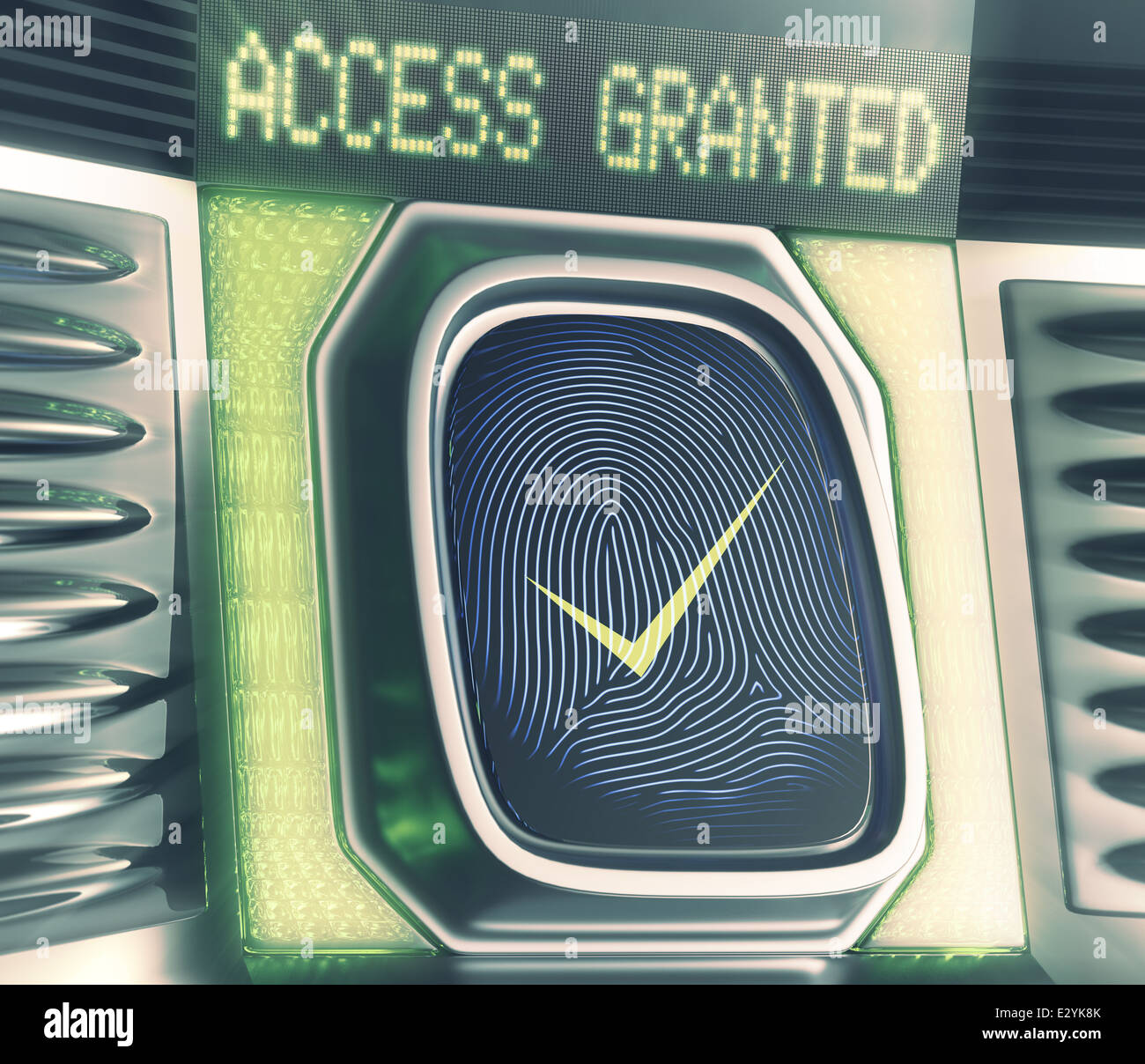 Fingerprint reader granting access. Concept of biometric technology ...