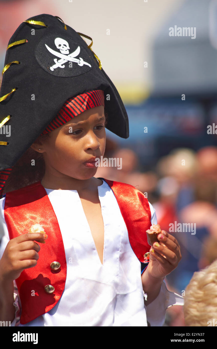 Young boy dressed as pirate at.Harry Paye Day, Poole in June Credit ...