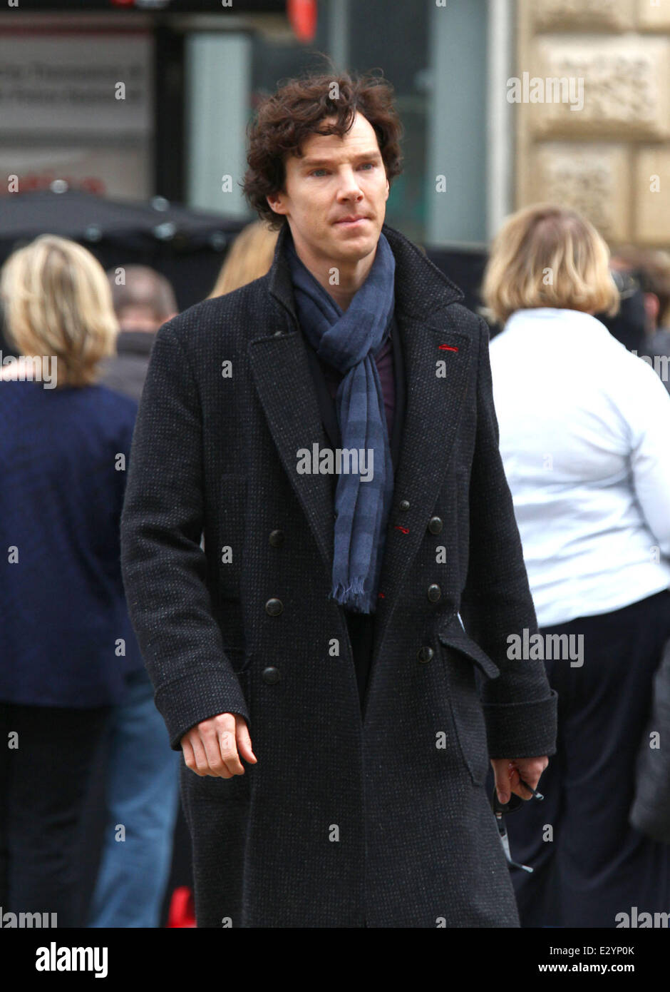 Filming takes place for the new series of 'Sherlock' in Central London ...
