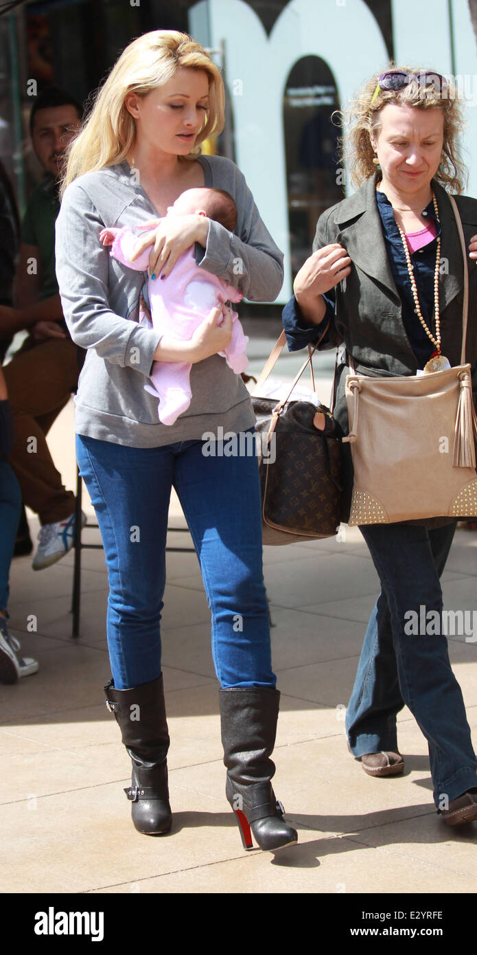 Holly Madison and her daughter Rainbow shopping at The Grove Featuring ...