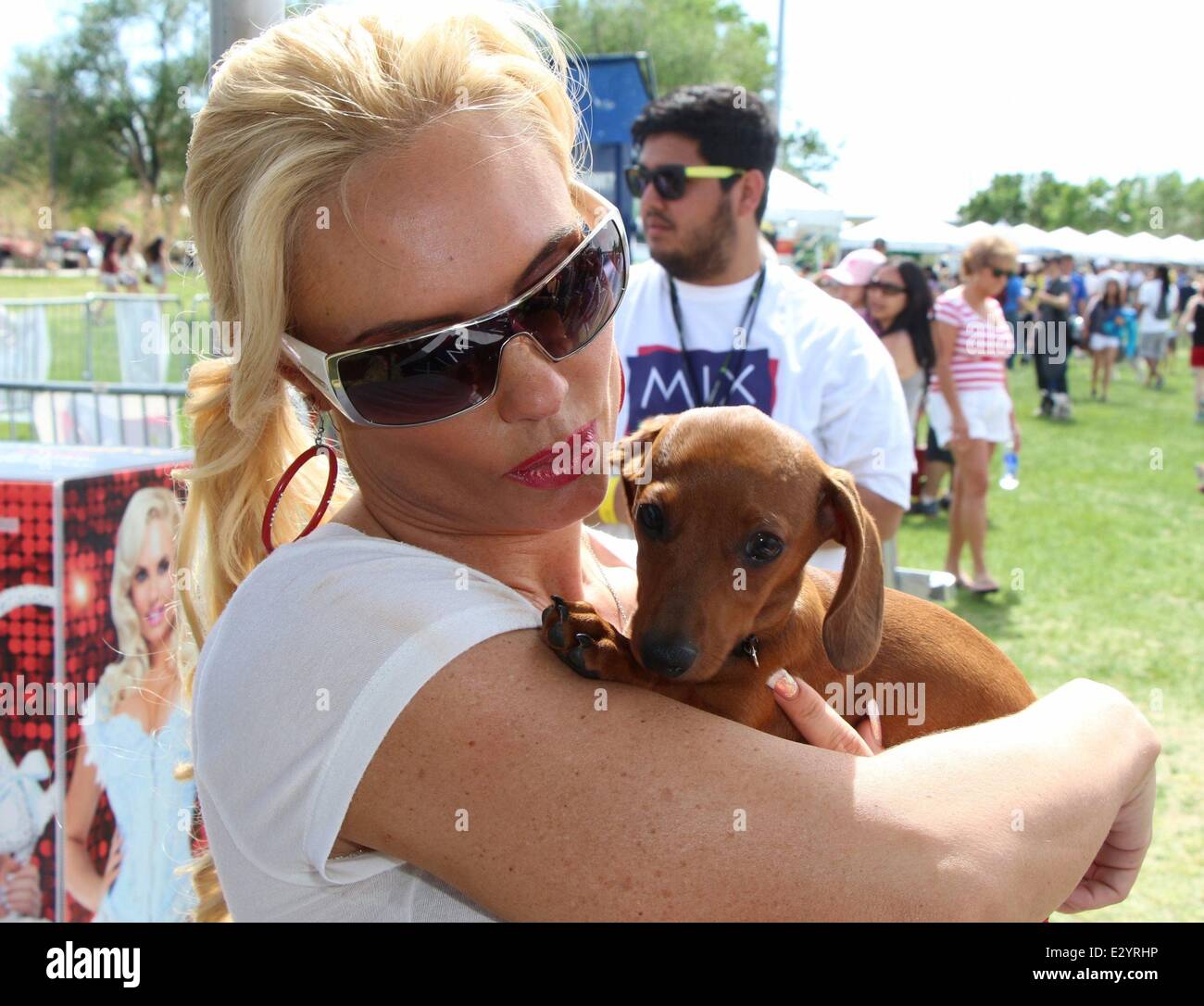 Coco Austin and Jeff Timmons attends the Mix 94.1 "Pet-A-Palooza" at ...