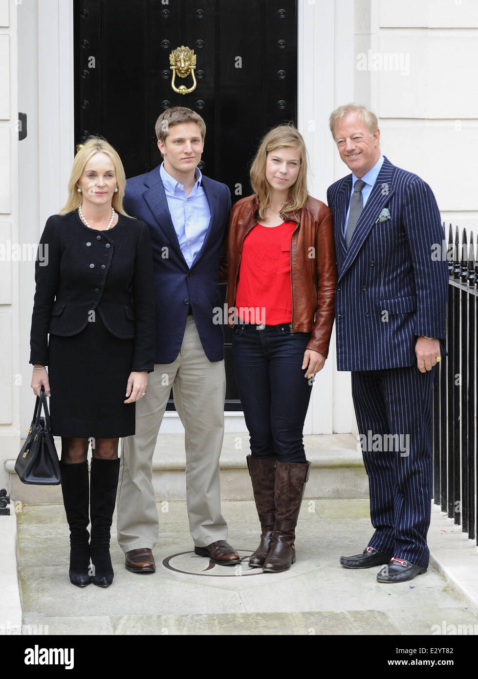 Sir Mark Thatcher with his wife Sarah-Jane and children Michael and Amanda outside Margaret ...