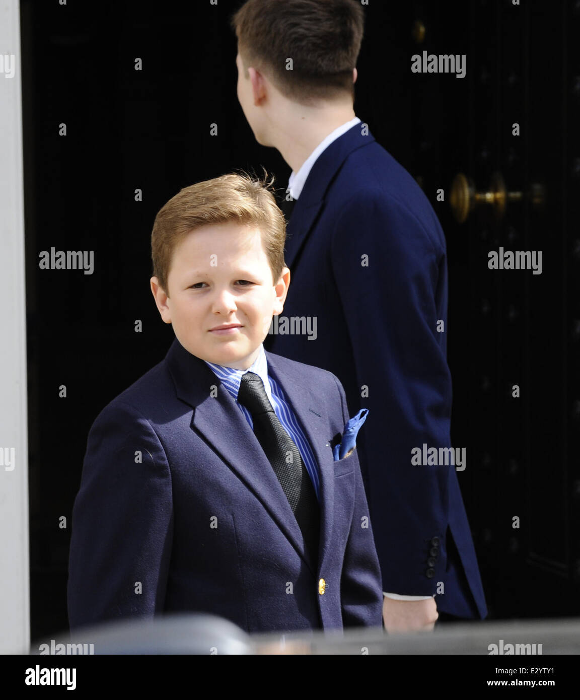 Jonny Russell and Harry Russell leaving Margaret Thatcher's house ...