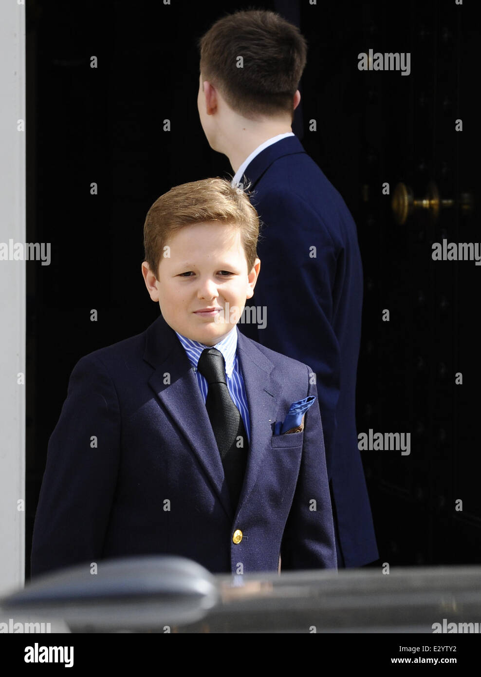 Jonny Russell and Harry Russell leaving Margaret Thatcher's house ...