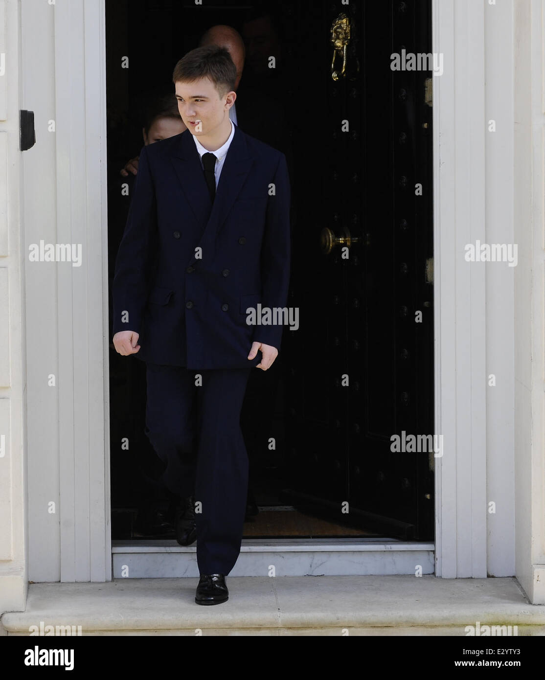 Jonny Russell and Harry Russell leaving Margaret Thatcher's house ...