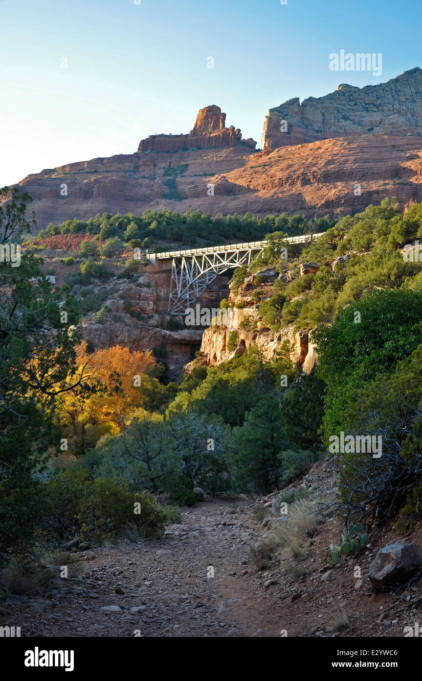 Midgley Bridge, seen from Huckaby Trail in Oak Creek Canyon, offers a ...