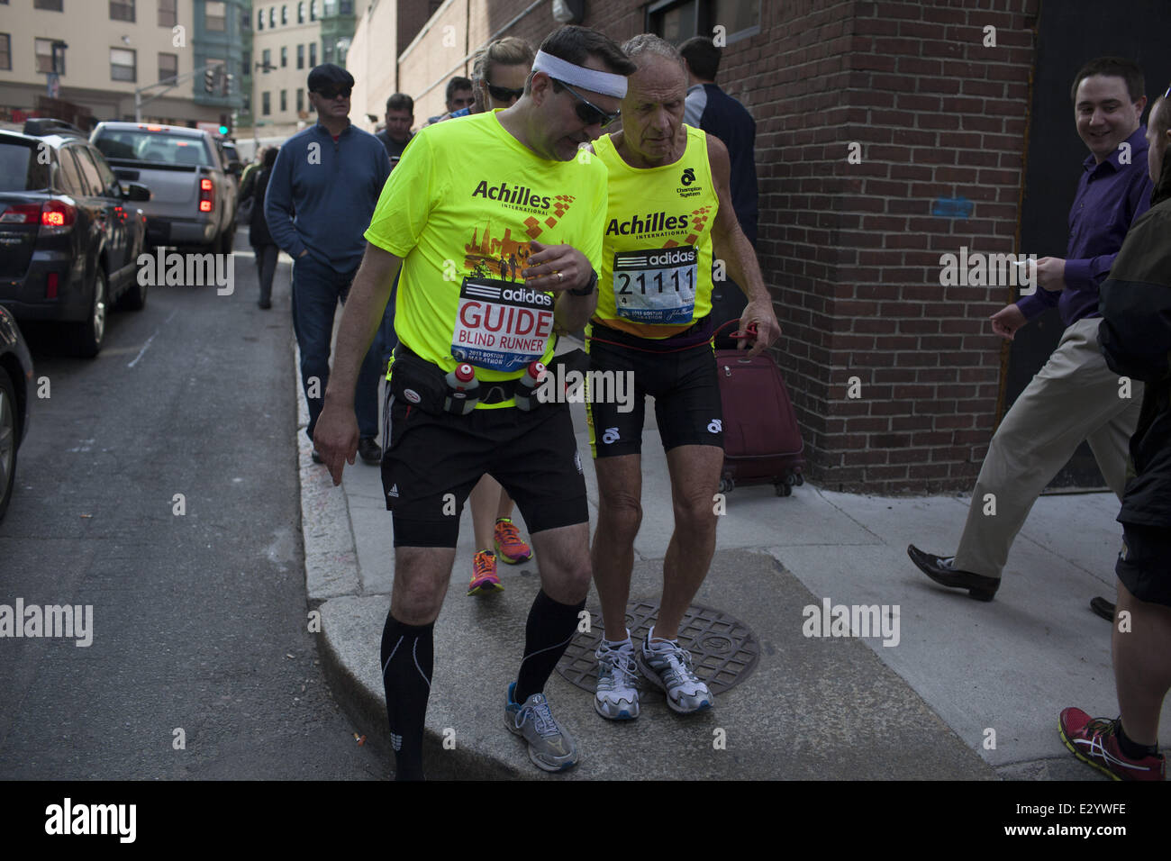 Runners struggle after being forced to stop half a mile form the finish ...