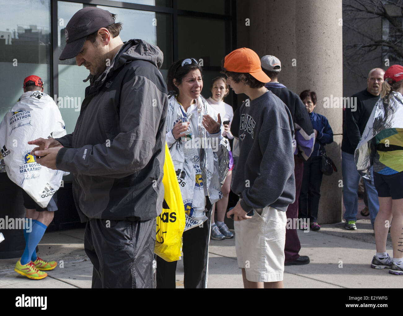 Lisa Ahern and her son Ben anxiously wait for news from her husband ...