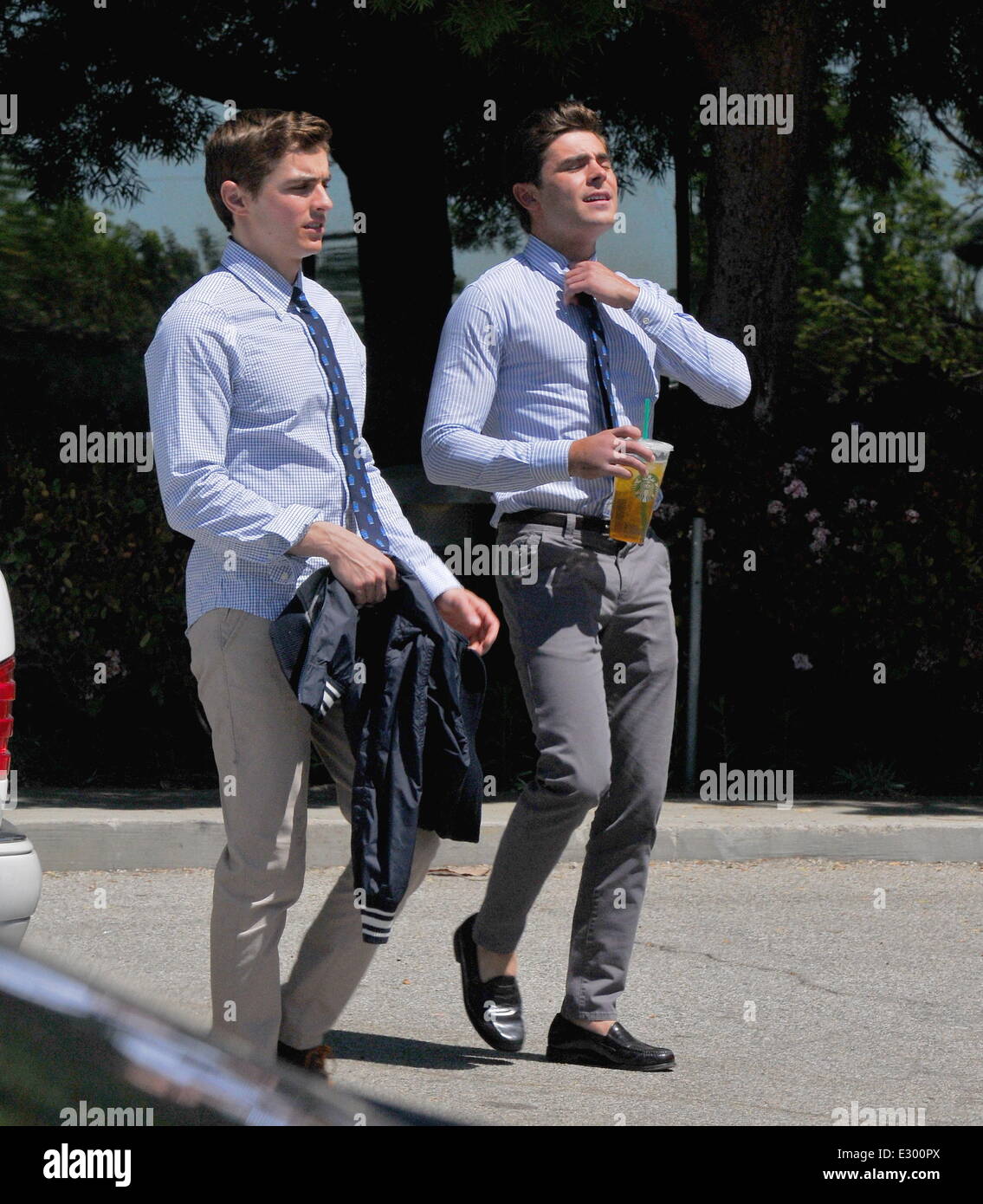 Actors on the set of 'Townies' filming in Los Angeles Featuring: Zac ...
