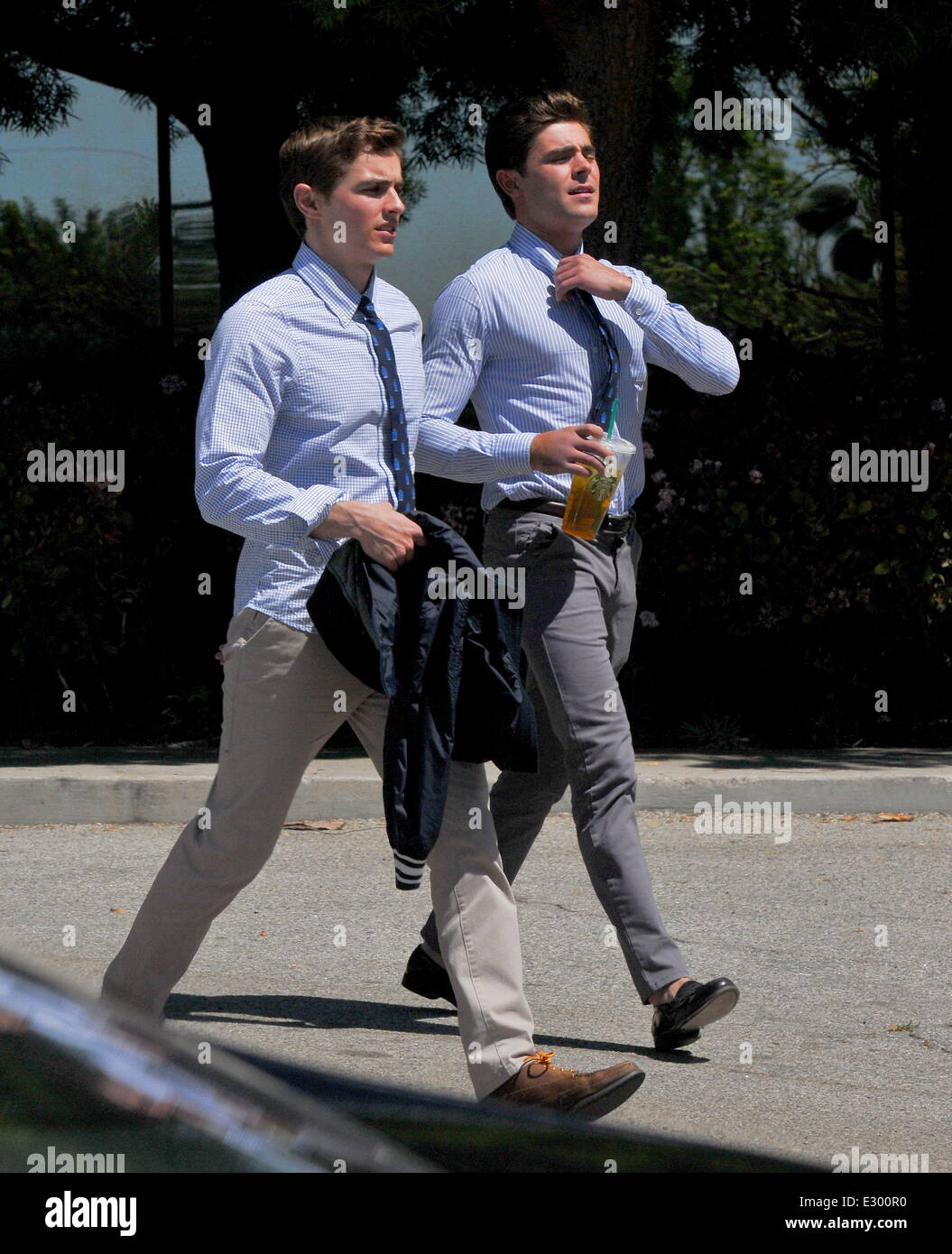 Actors on the set of 'Townies' filming in Los Angeles Featuring: Zac ...