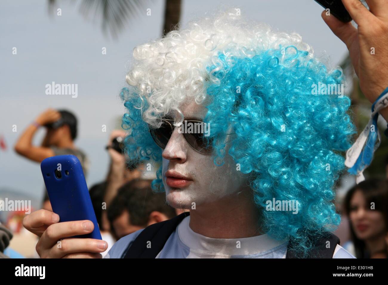 2014 Fifa World Cup Brazil Argentinian Fan At Copacabana Beach To Watch The Match Against Iran 