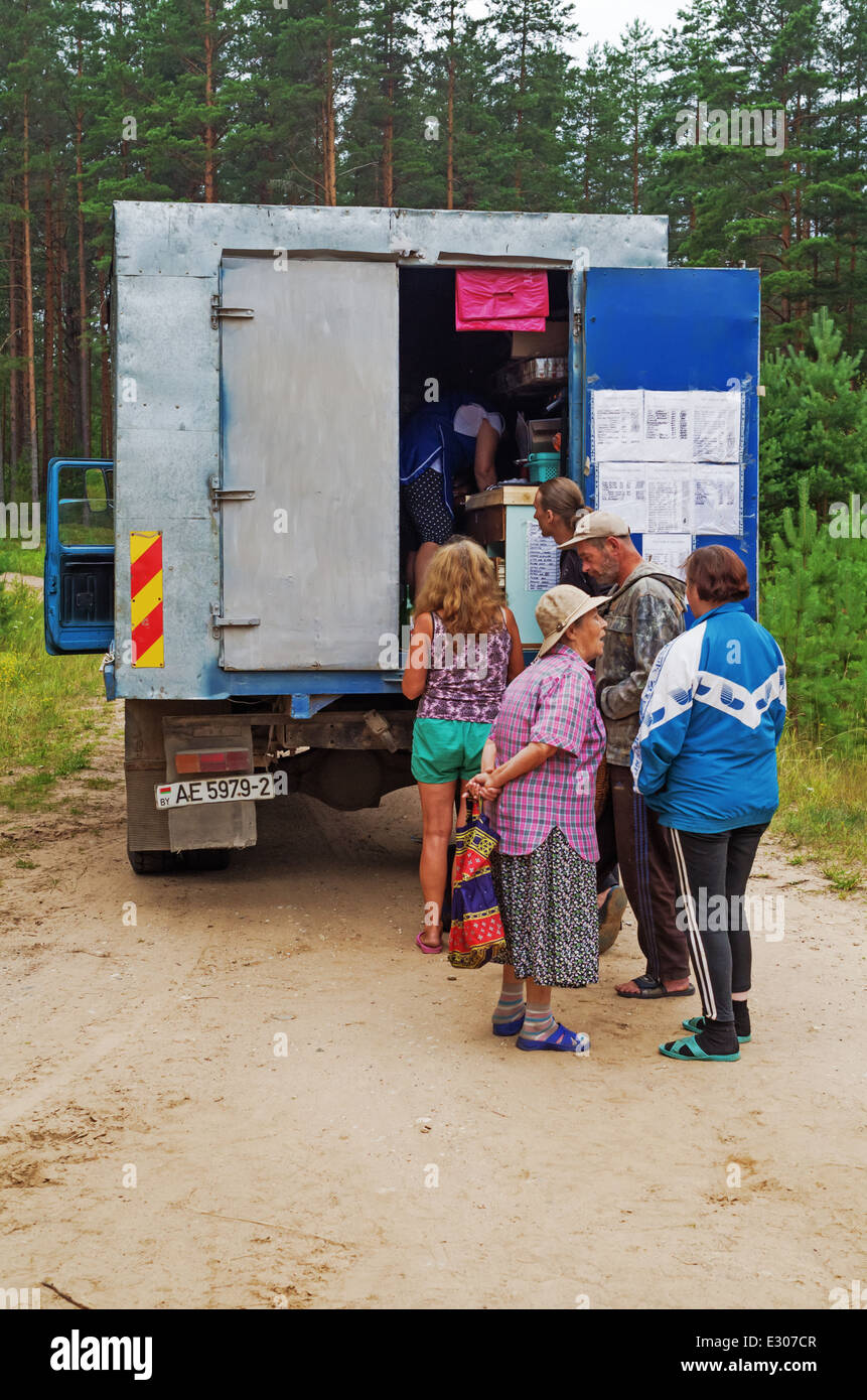 Mobile shop for products on the truck in the village Stock Photo - Alamy