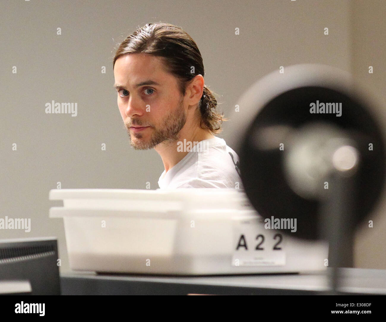 Jared Leto ass through the security check point at Los Angeles ...