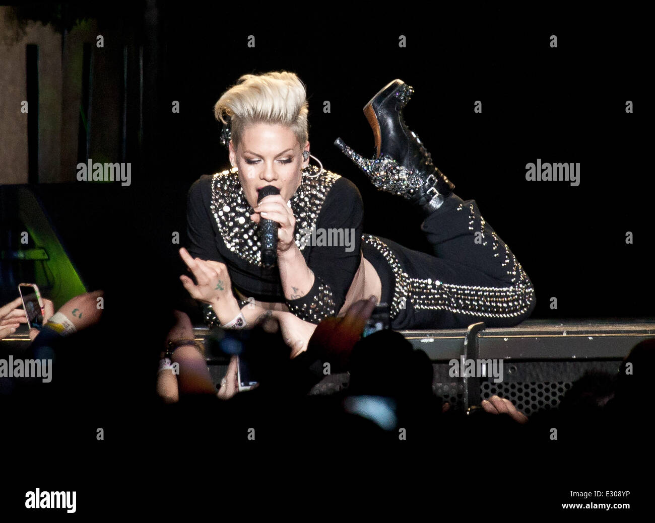 Pink performing live at the LG Arena in Birmingham as part of her "The ...