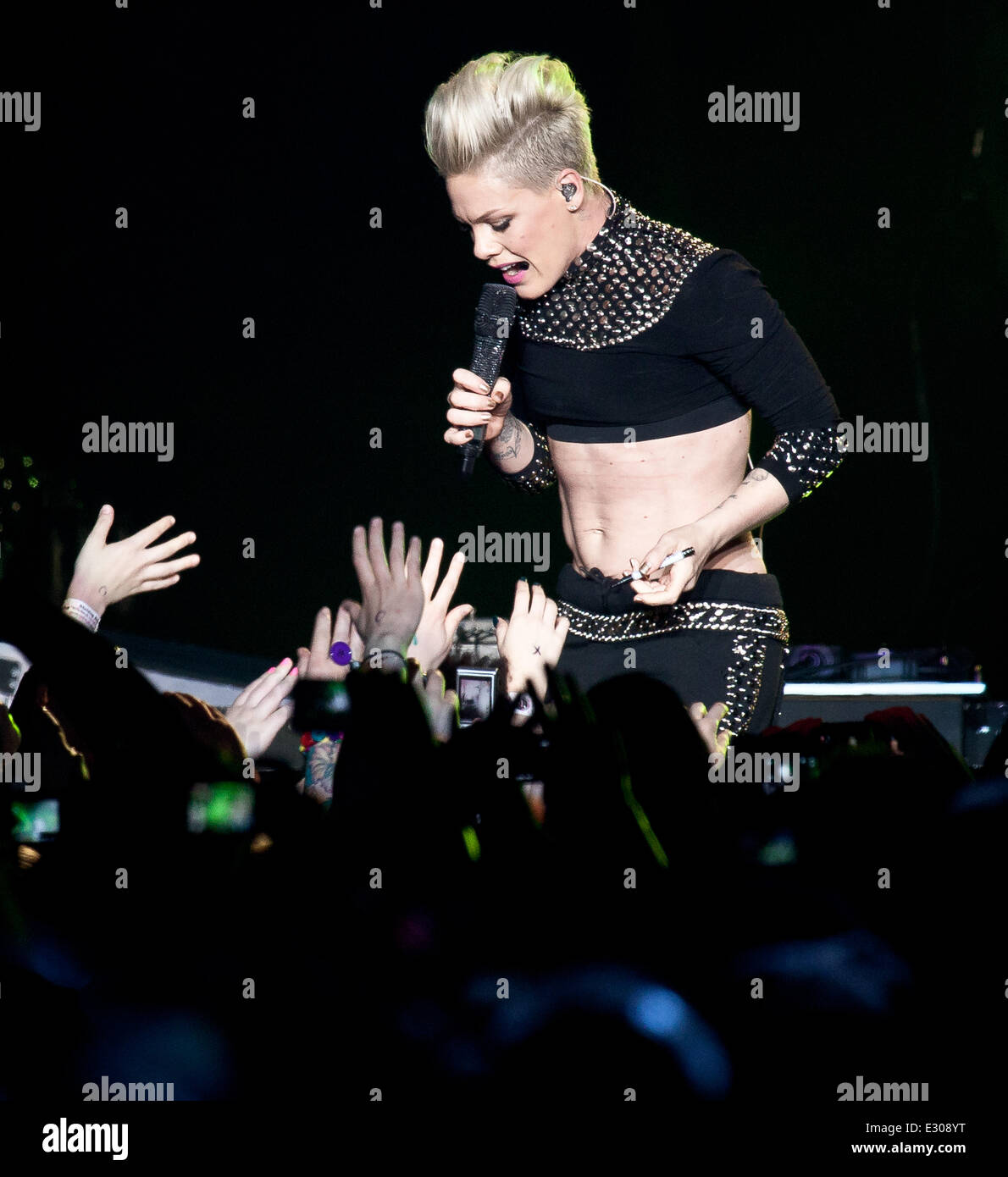 Pink performing live at the LG Arena in Birmingham as part of her "The ...