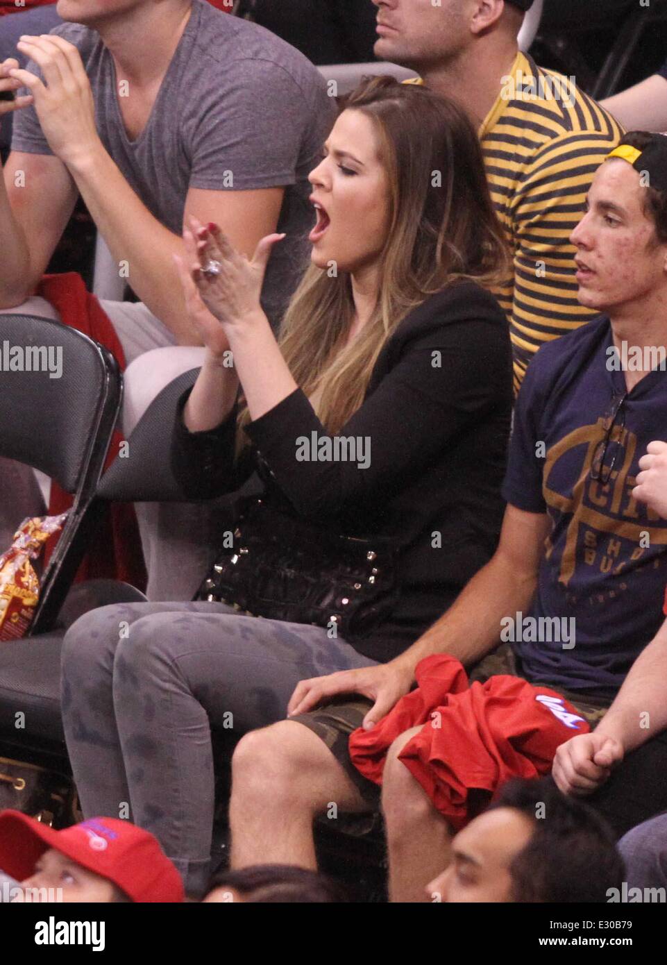 Celebrities at the Clippers Grizzlies NBA playoff game at the Staples ...