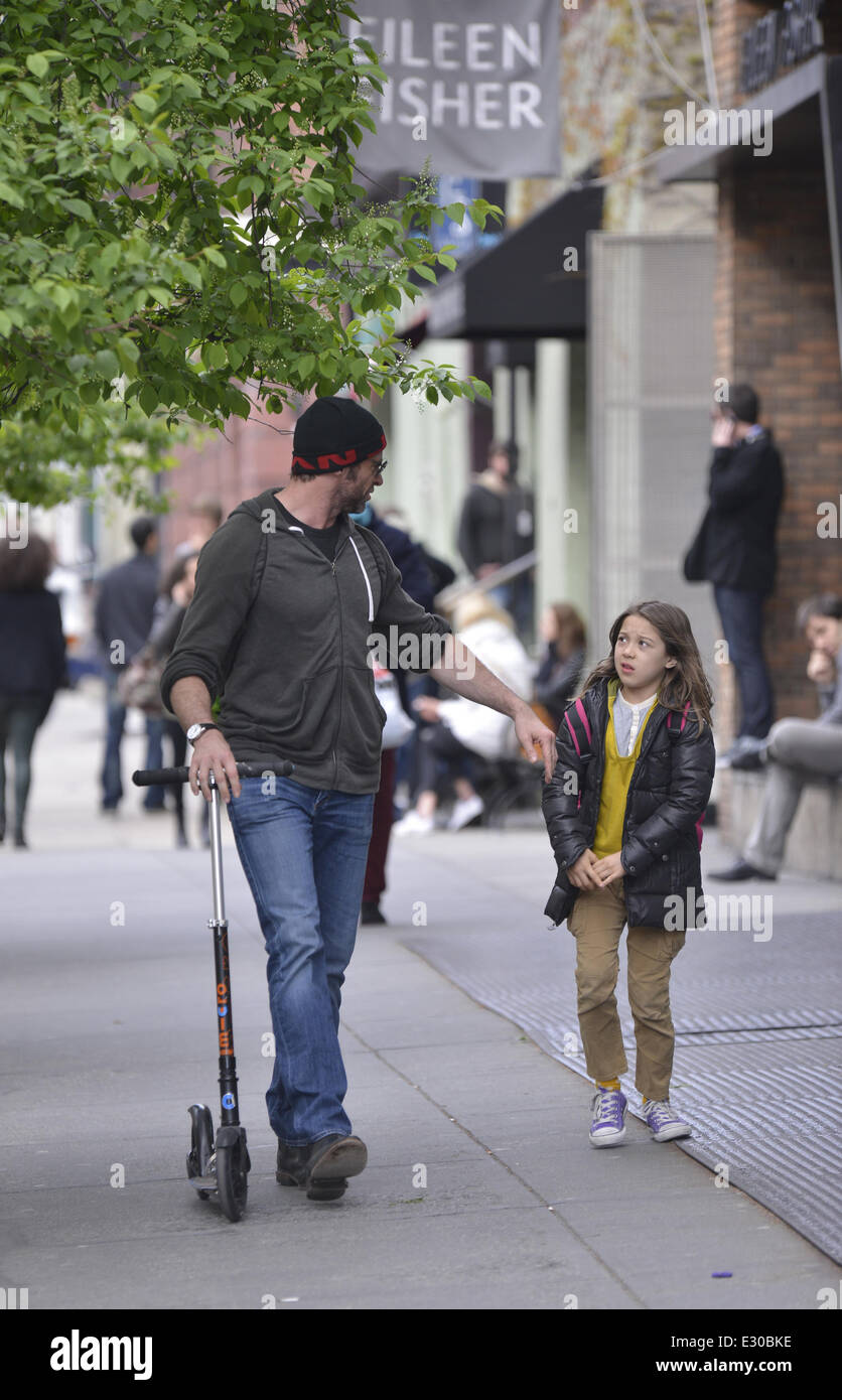Actor Hugh Jackman and his daughter Ava out and about in Soho Featuring ...