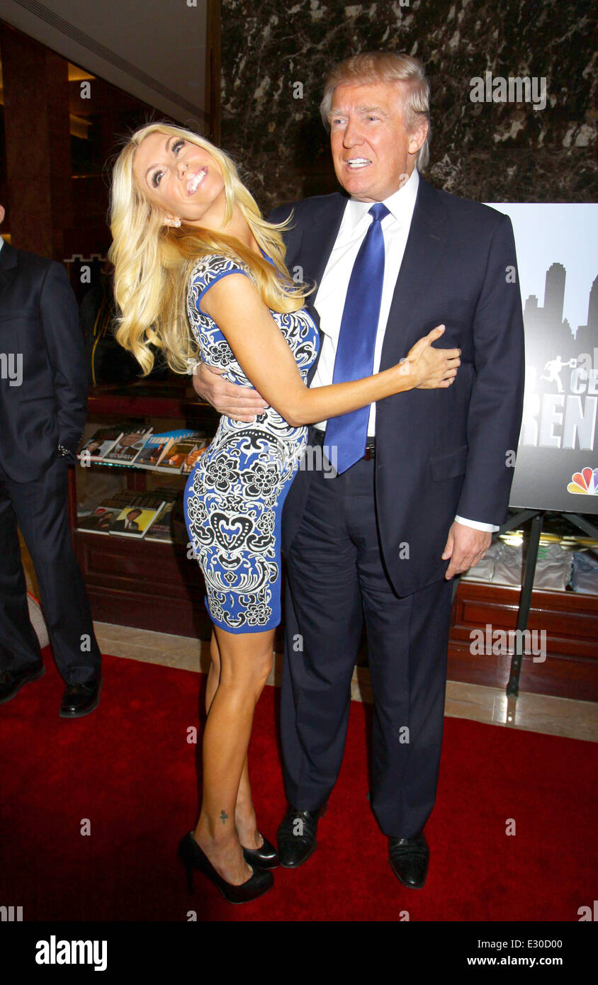 Brandi Roderick and Donald Trump hold a press event at Trump Tower ...