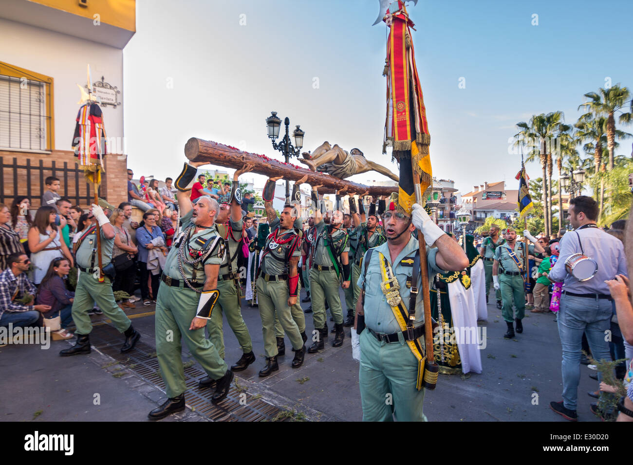 Spanish legionnaires march with Mena Christ during an Easter parade ...