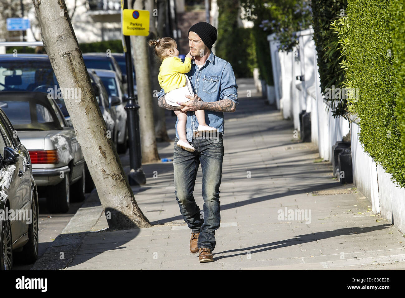 David Beckham and his daughter Harper out and about in central London ...