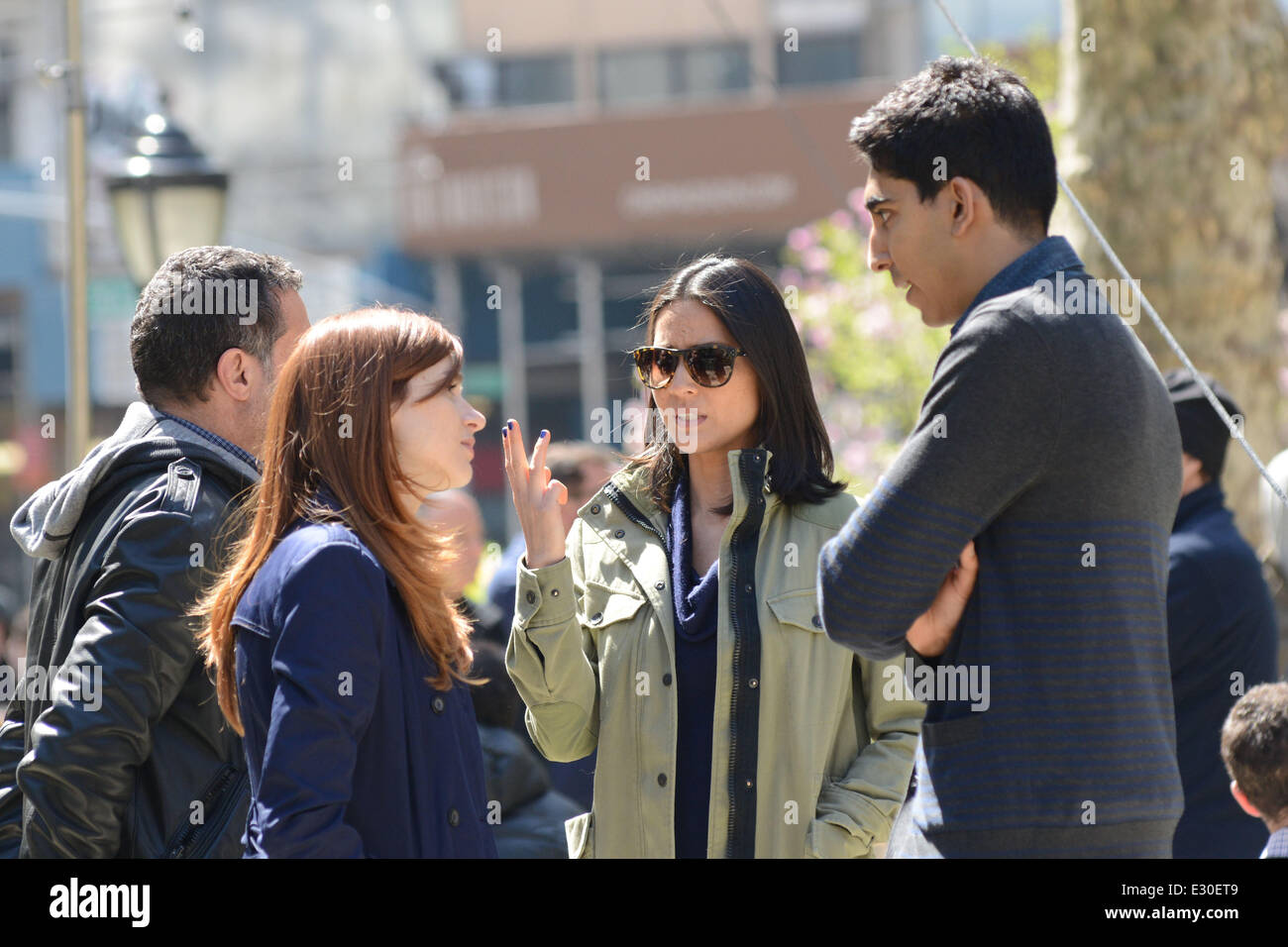 Filming scenes for 'Newsroom' at Madison Square Park in Manhattan ...