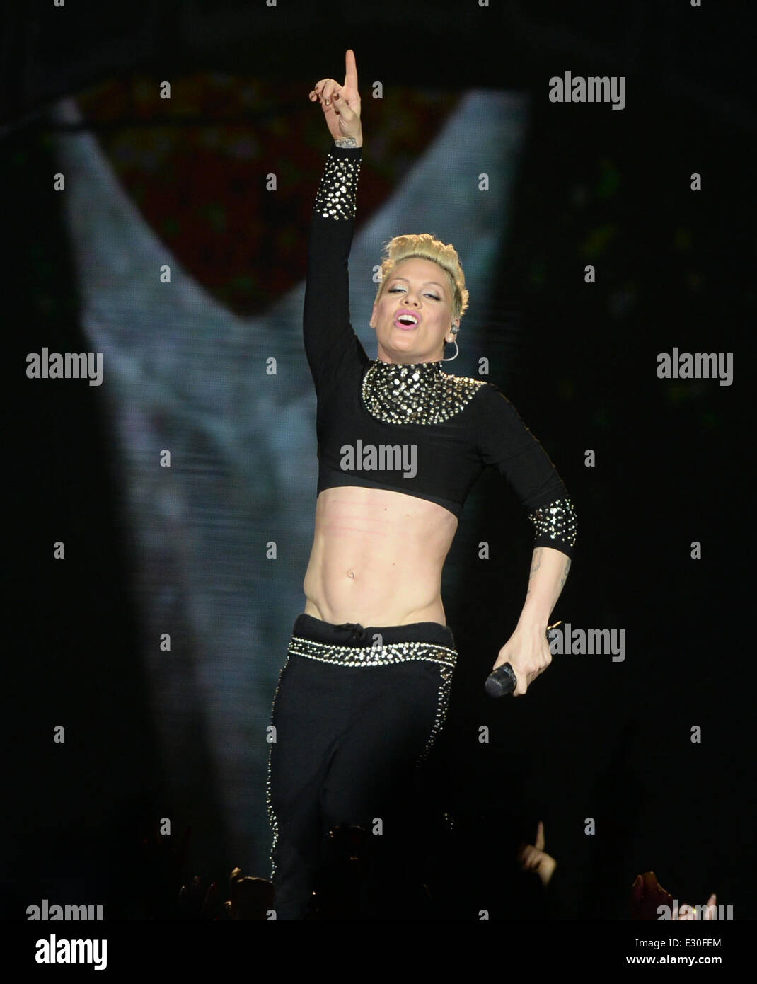 Pink performing at the O2 Arena London as part of her 'The Truth About ...
