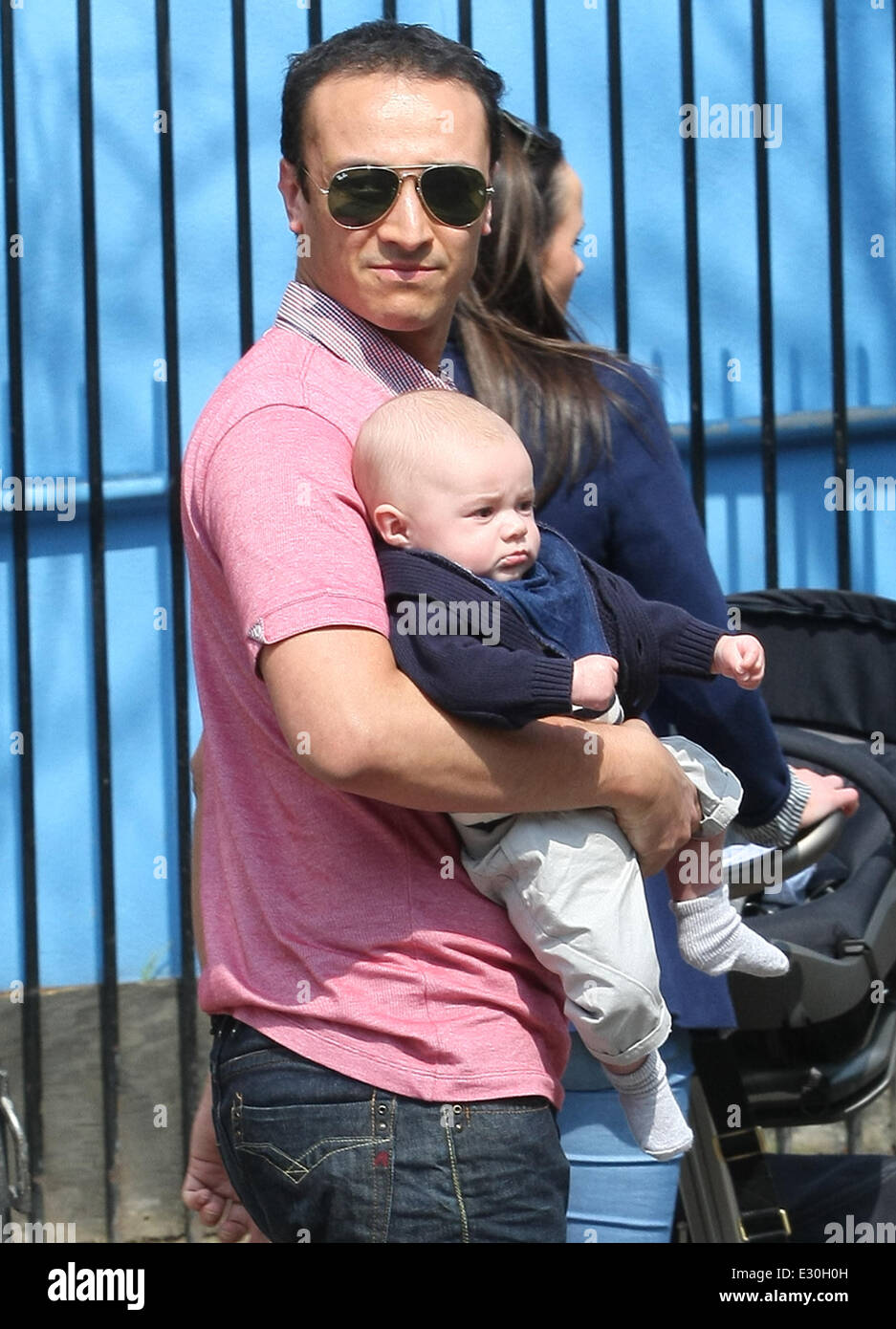 Chris Bisson leaving the ITV studios with his son Harry Featuring ...