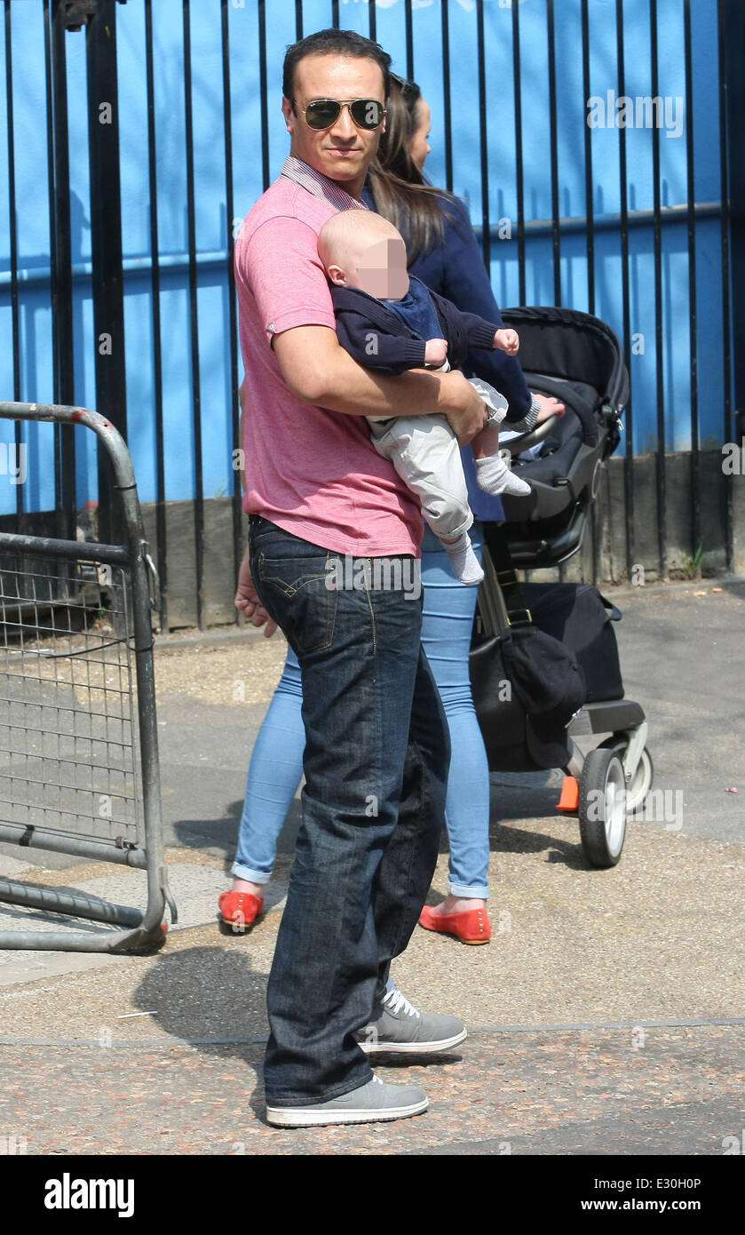 Chris Bisson leaving the ITV studios with his son Harry Featuring ...