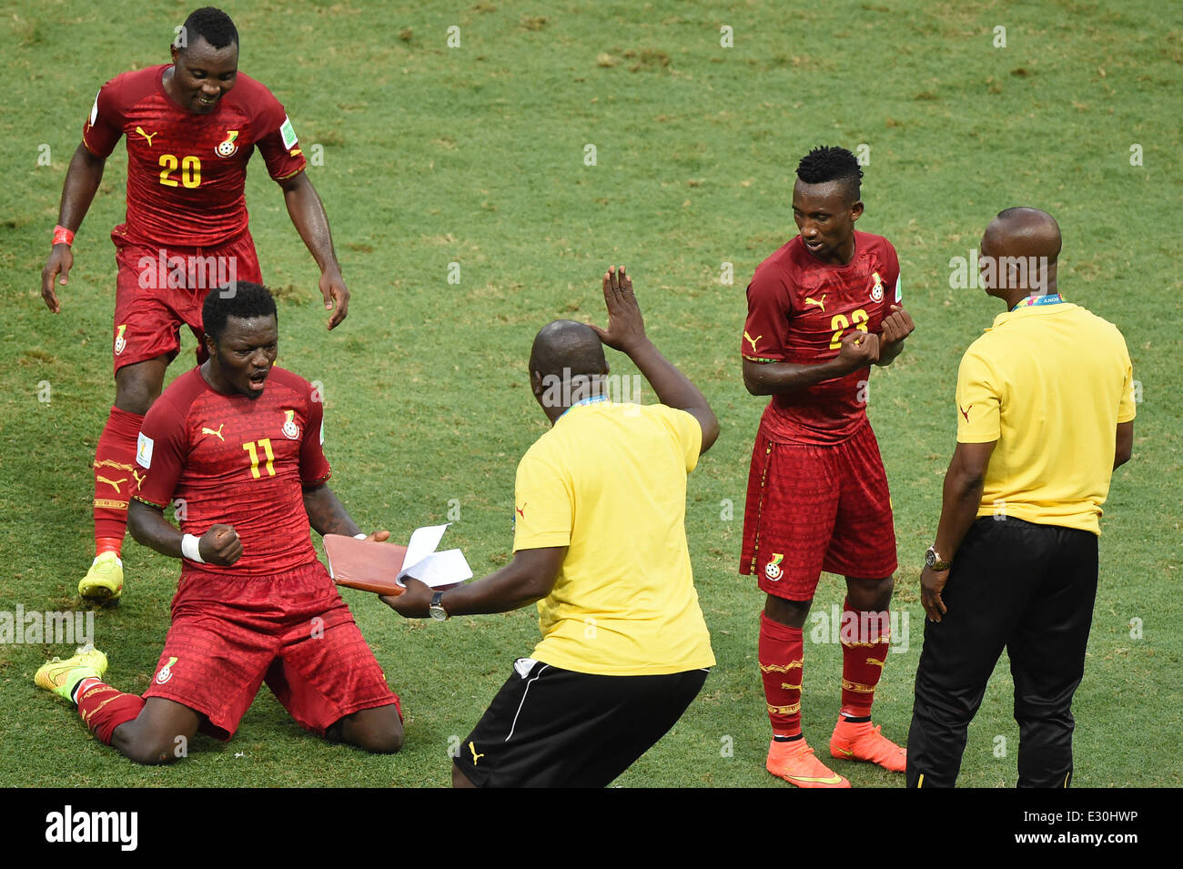 Fortaleza, Brazil. 21st June, 2014. Ghana's Kwadwo Asamoah (L-R ...